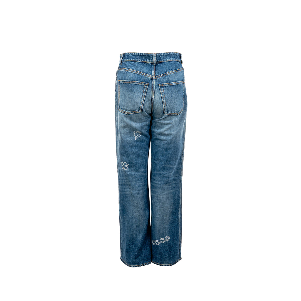 Chanel size 34 coco chanel print denim jeans Cotton blue