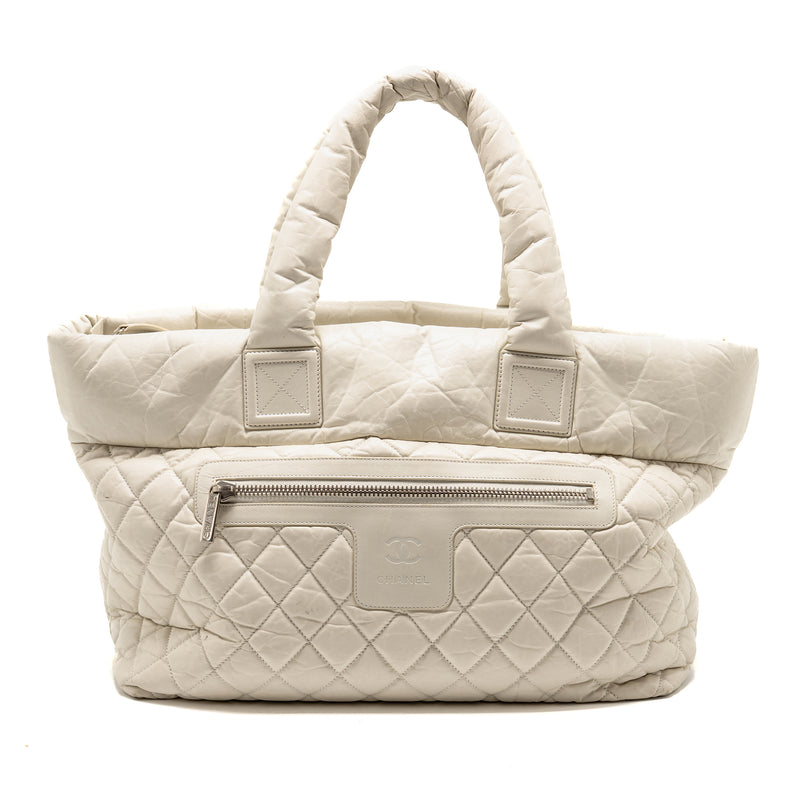 Chanel cocoon travel tote bag calfskin white SHW
