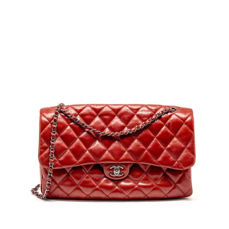 Chanel Maxi Flap Bag Lambskin Red SHW