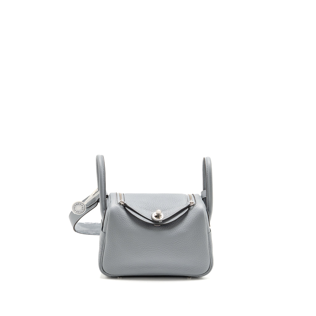 Hermes Mini Lindy II Clemence Gris Pantin SHW Stamp K