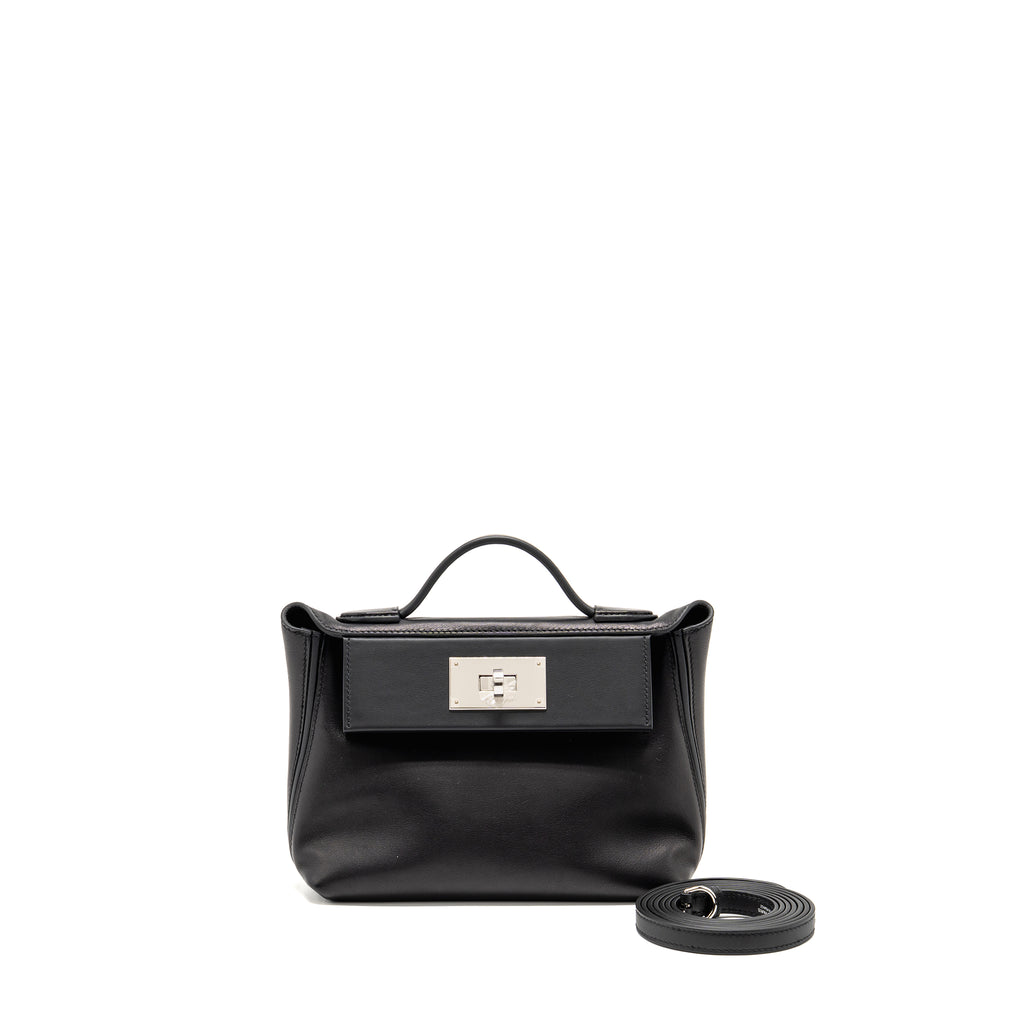 Hermes Mini 2424 24/24-21 Bag Swift Black SHW Stamp K