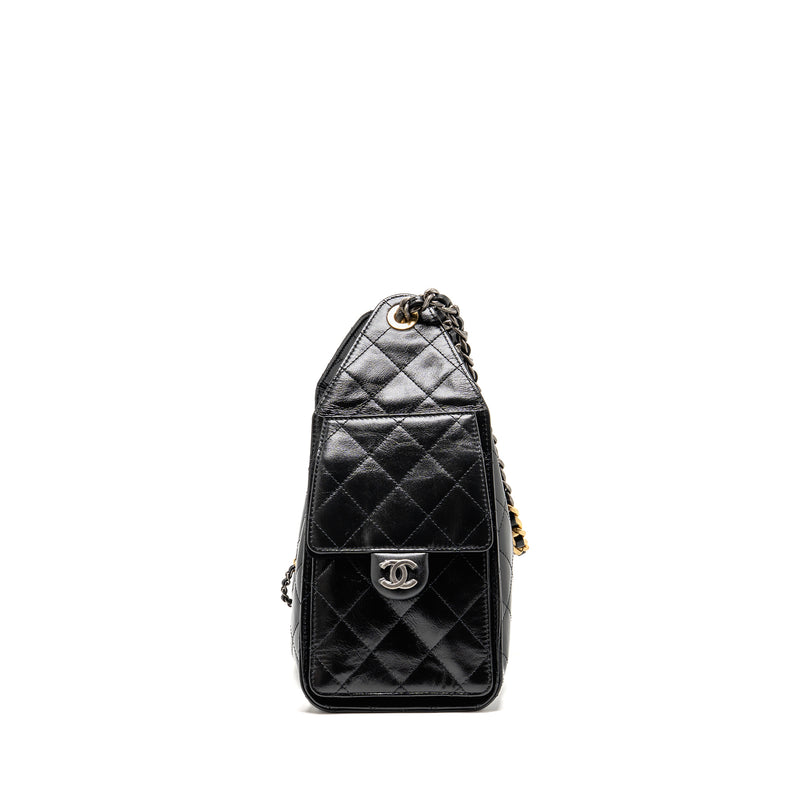 Chanel Small 25 Bag Crumpled Shiny Calfskin Black Multicolour Hardware