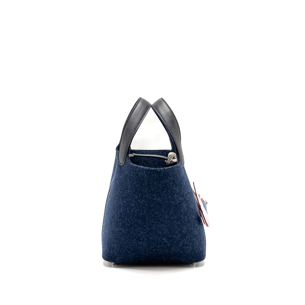 Hermes Picotin 18 Felt Lock Bag Blue Nuit / Caban SHW Stamp U with Bir
