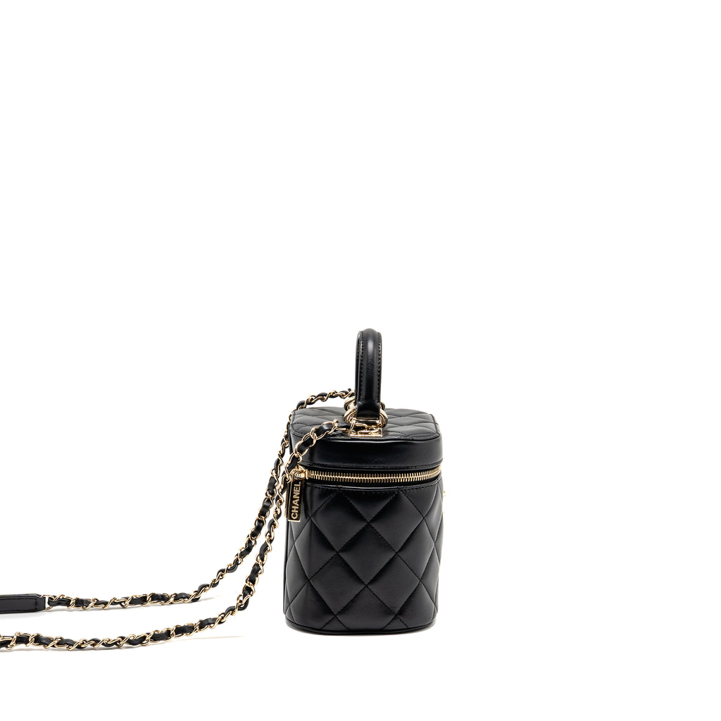 Chanel Trendy CC Round Vanity Case Crossbody Bag Lambskin Black LGHW