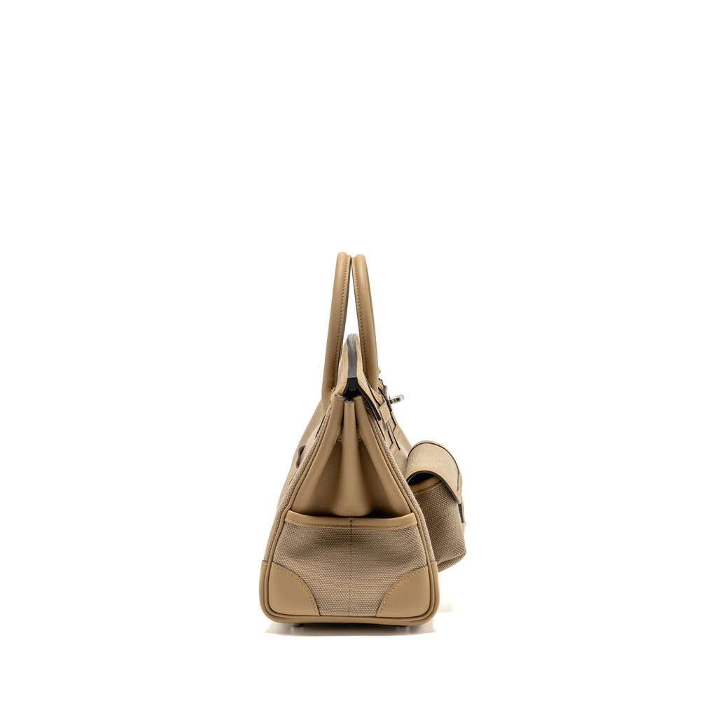 Hermes Birkin 25 Cargo Toile Goeland/Swift Beige Marfa/poussiere SHW S