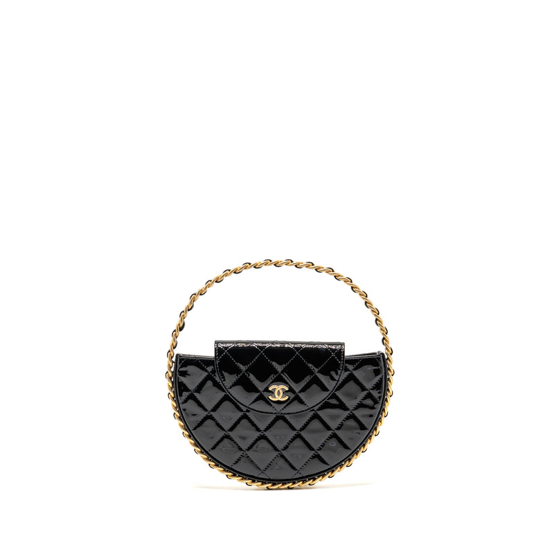 Chanel Round Clutch patent leather black GHW (microchip)