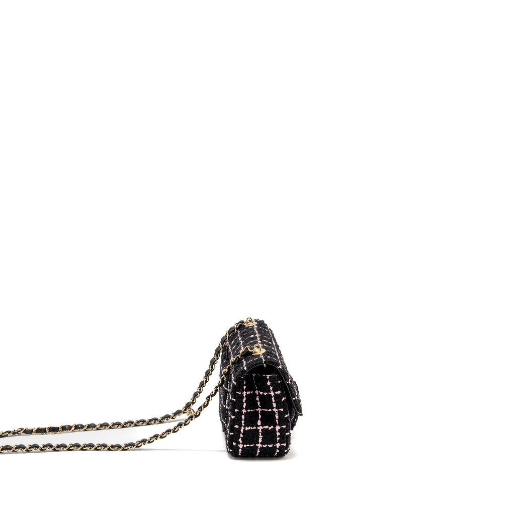 Chanel 23K Flower Bomb Mini Rectangular Flap Bag Tweed Black / Pink LG