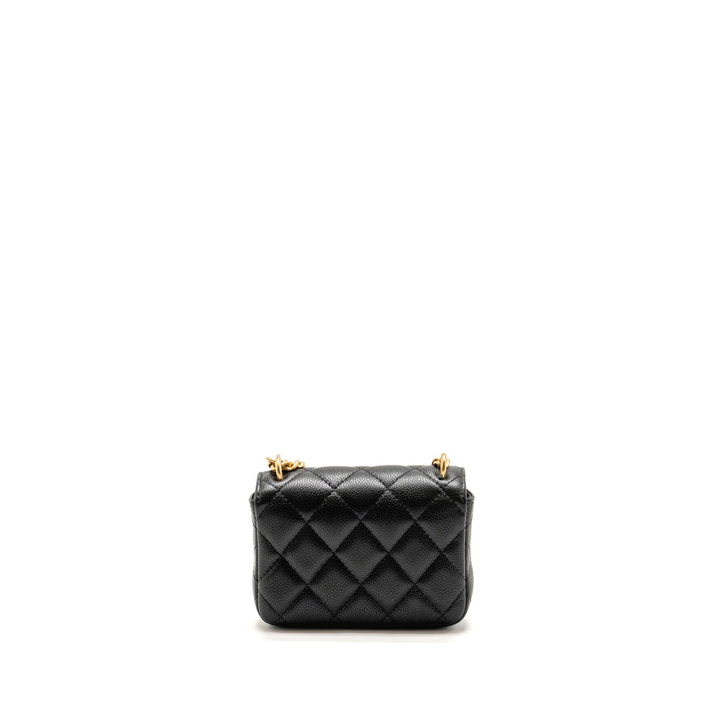 Chanel Coco Love Mini Flap Wallet with Chain Caviar Black GHW (Microch