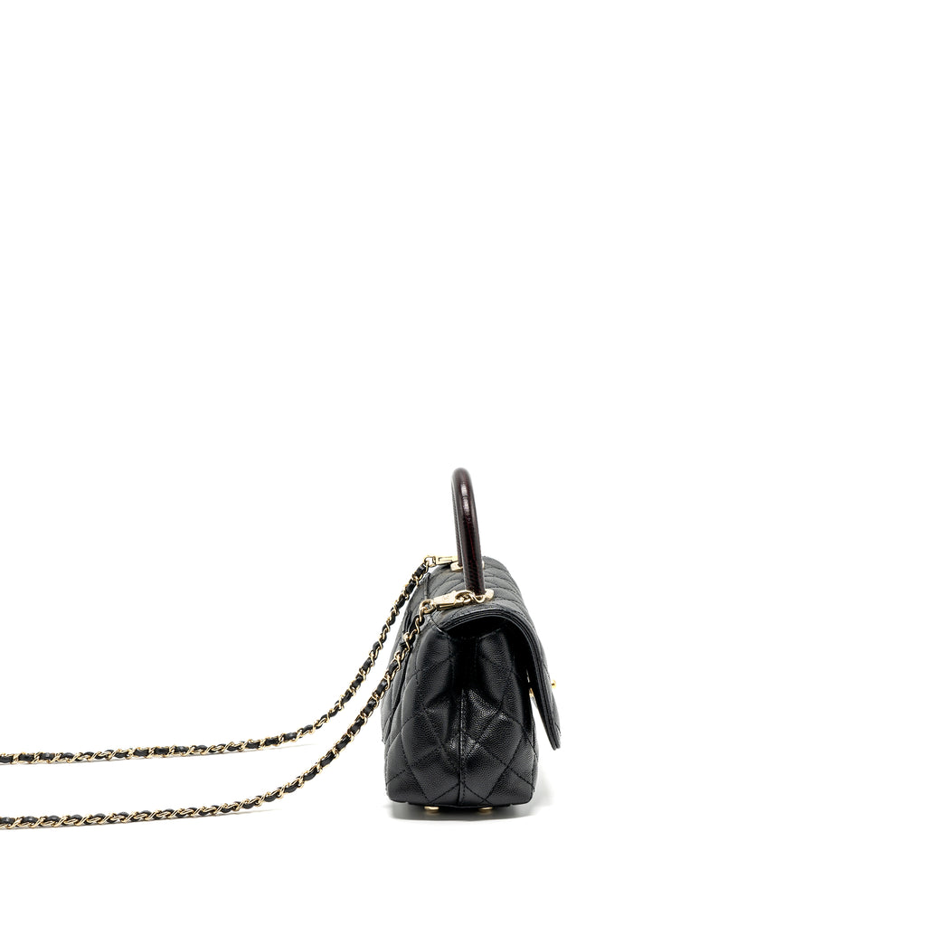 Chanel Coco Handle Extra Mini With Lizard Embossed Handle Caviar Black