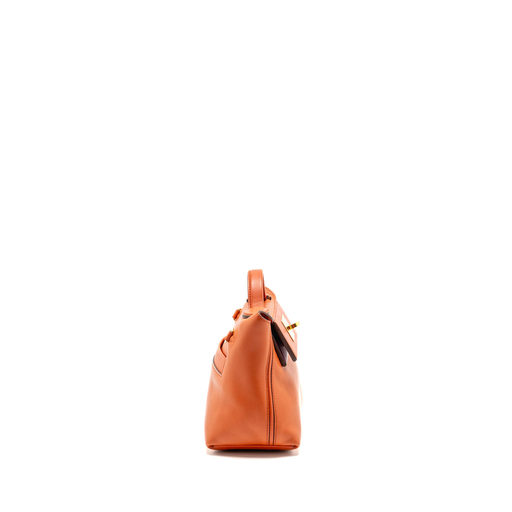 Hermes Mini 24/24 2424-21 bag evercolor/ swift Terre/ Capucine / anemo
