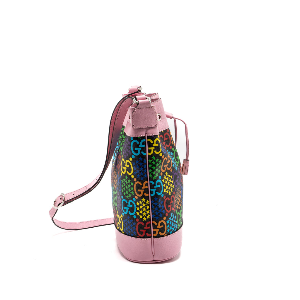 Gucci large drawstring bucket bag multicolour black / pink SHW