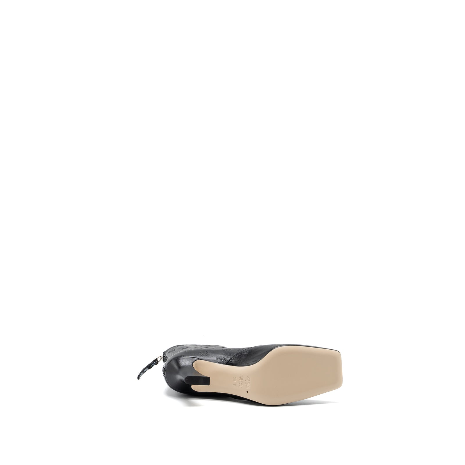 Fendi Size 38 FF print boots with heel leather black SHW Fendi Size 38 FF print boots with heel leather black SHW