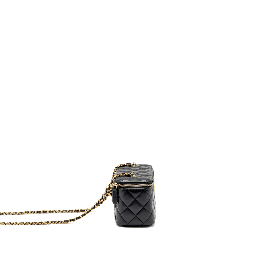 Chanel pearl crush long vanity with chain lambskin black GHW