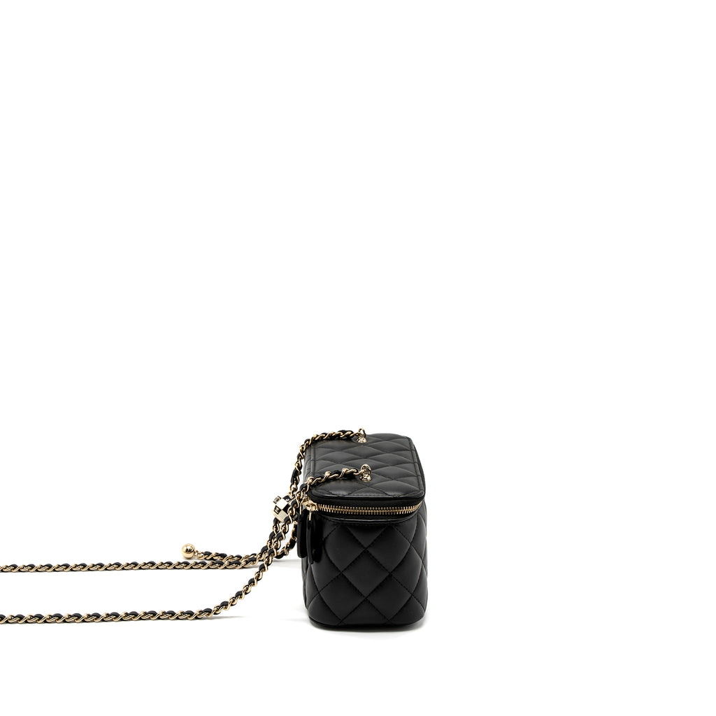 Chanel 23C Pearl Crush Long Vanity with Chain Lambskin Black LGHW (Mic