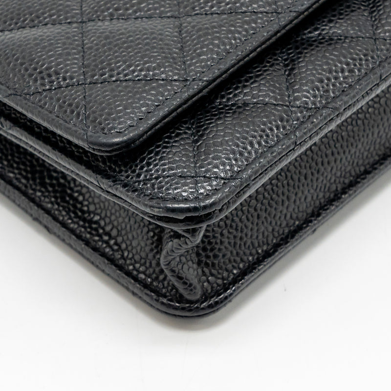 Chanel classic wallet on chain caviar black SHW (microchip)