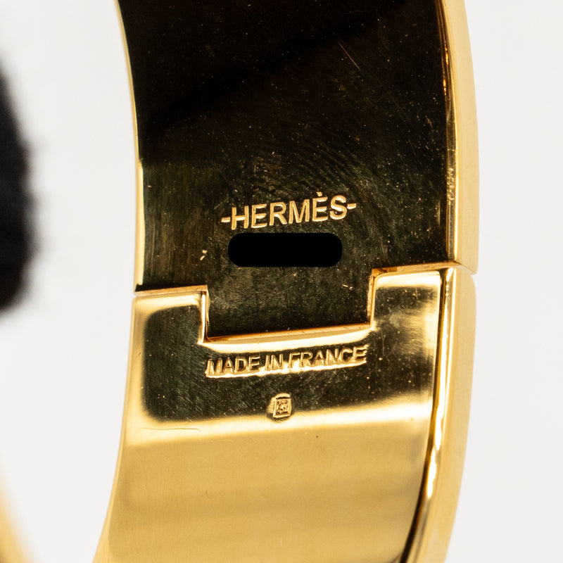 Hermes Size PM Clic Clac H Bracelet Orange Gold Tone