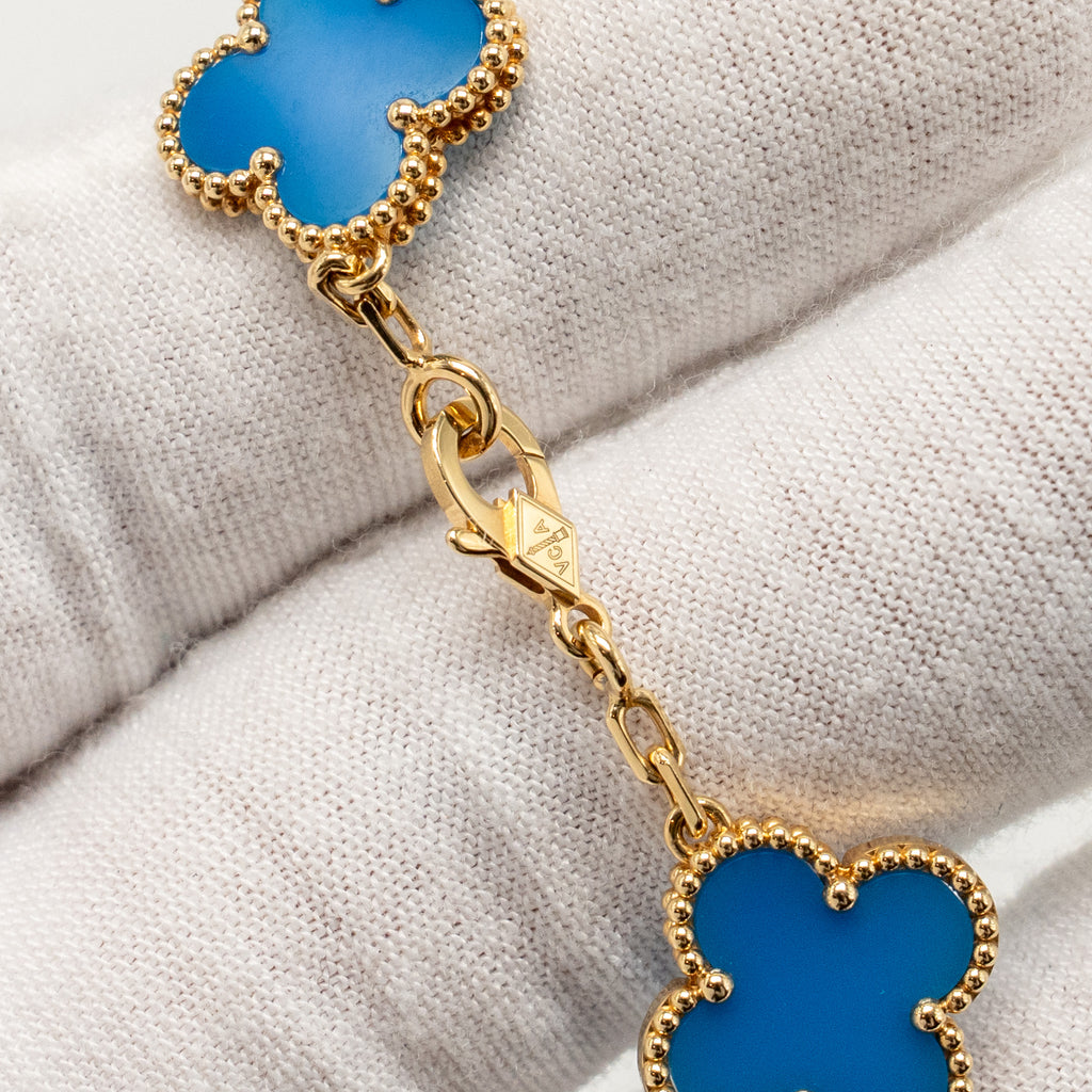 Van Cleef & Arpels Vintage Alhambra Bracelet 5 Motifs Agate Yellow Gol