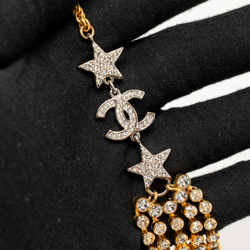 Chanel CC and Star Chain Belt Crystal Gold/Silver Tone