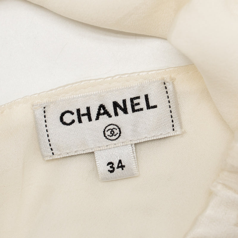 Chanel size 34 CC logo top Viscose / Silk white