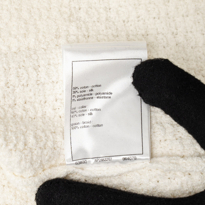 Chanel Size 36 25P Tweed Jacket Cotton/Silk White