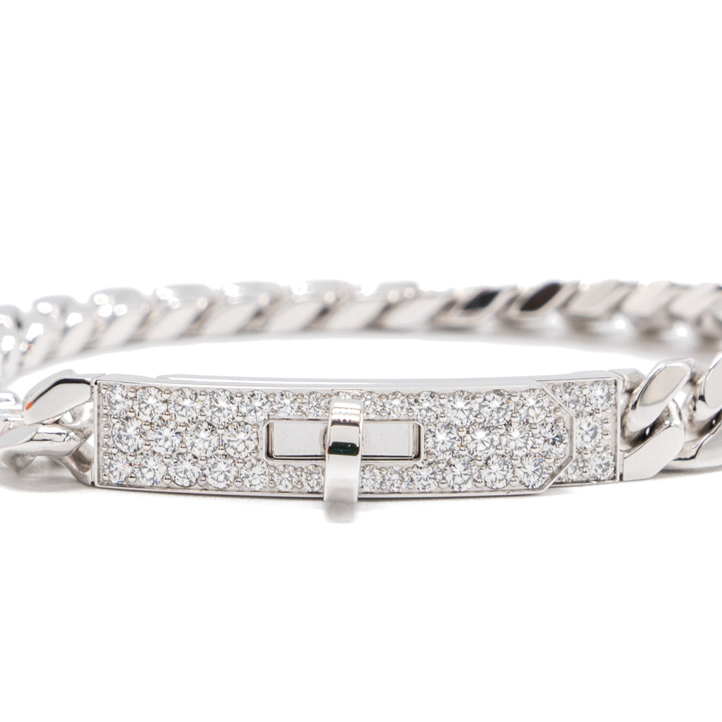 hermes size ST kelly Gourmette bracelet white gold diamonds
