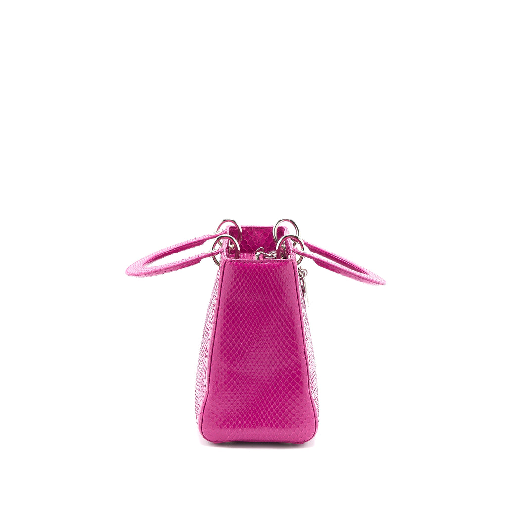 Dior Medium Lady Dior Python Pink SHW