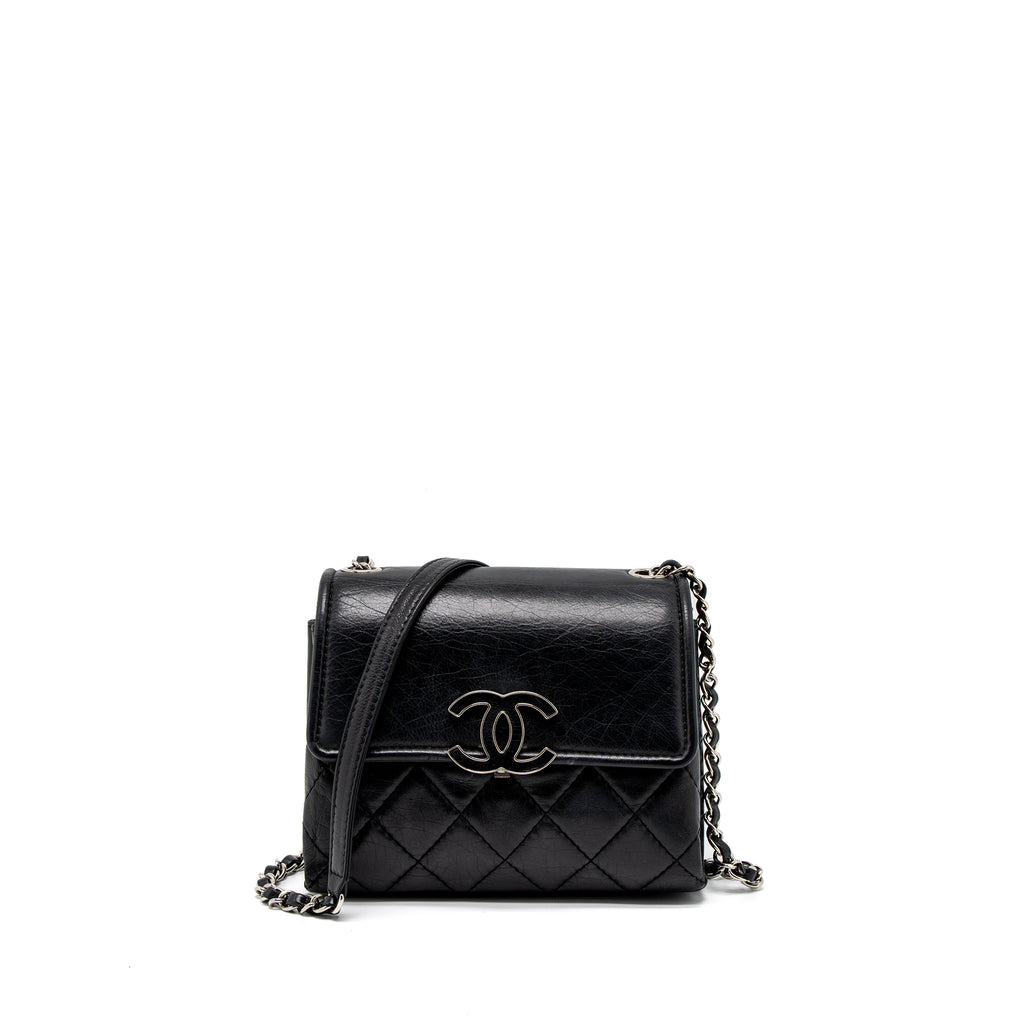Chanel Giant CC Logo Bag Calfskin Navy SHW
