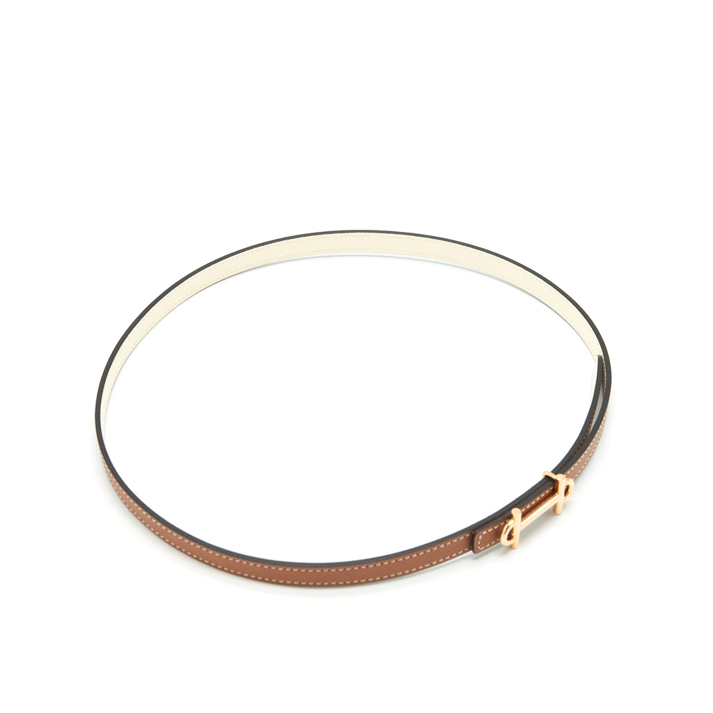 Hermes Size 70 Double Side Belt With Mini H Buckle Gold/Nata Stamp Y