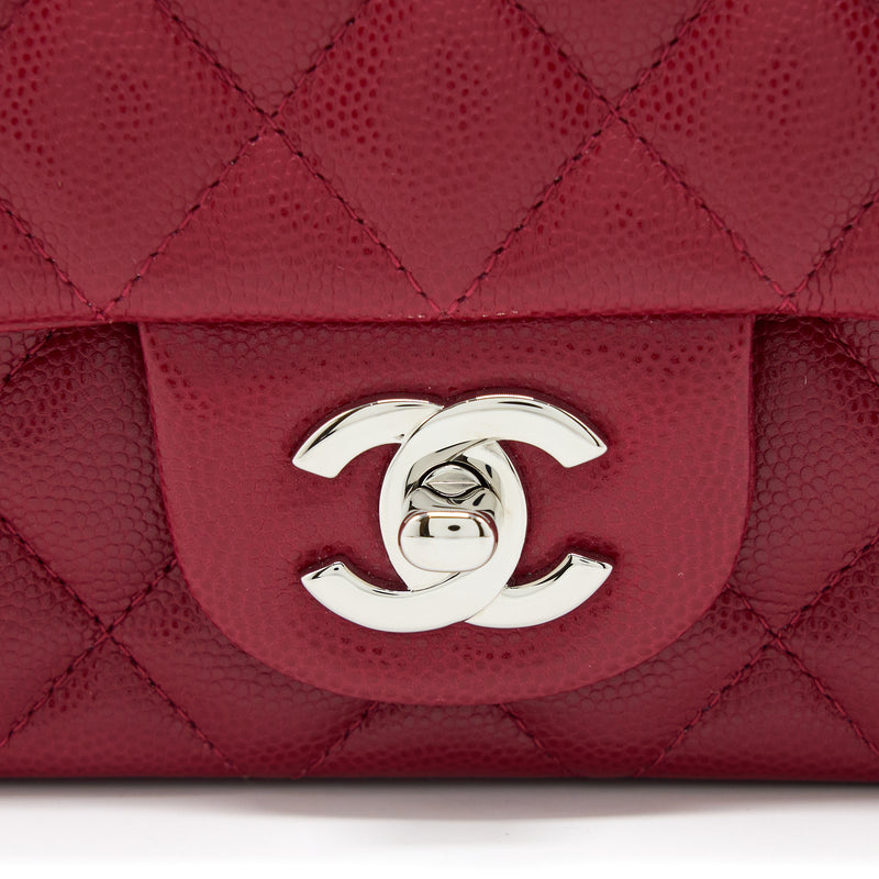 Chanel 18B Classic Mini Rectangular Flap Bag Caviar Dark Pink SHW Chanel 18B Classic Mini Rectangular Flap Bag Caviar Dark Pink SHW