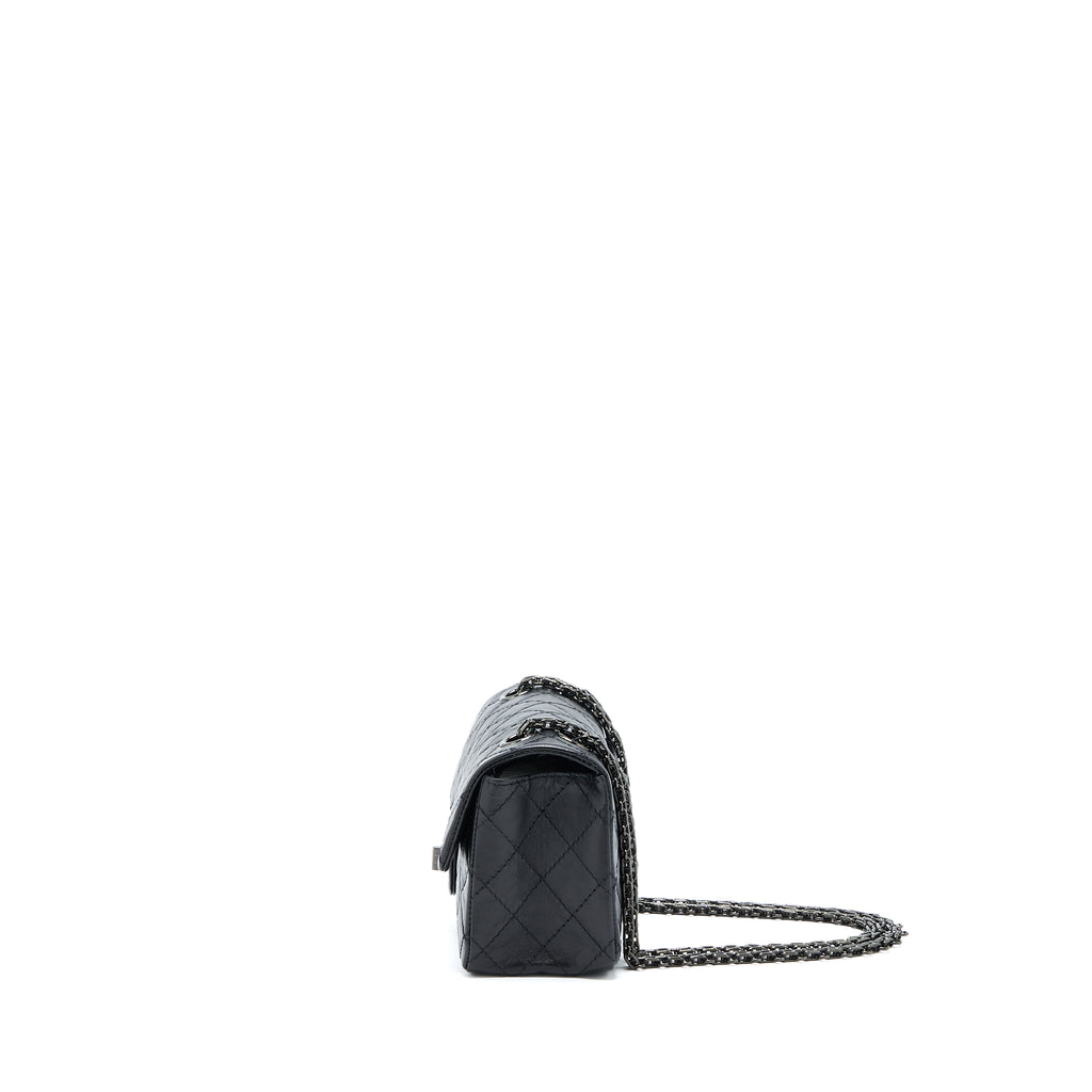 Chanel Mini 2.55 Reissue Aged Calfskin So Black With Black Hardware (M