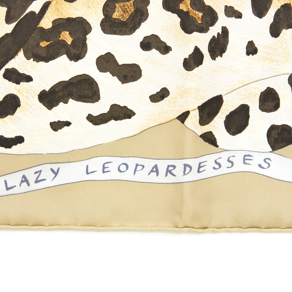 Hermes 90 x 90 Silk Scarf Lazy Leopardesses