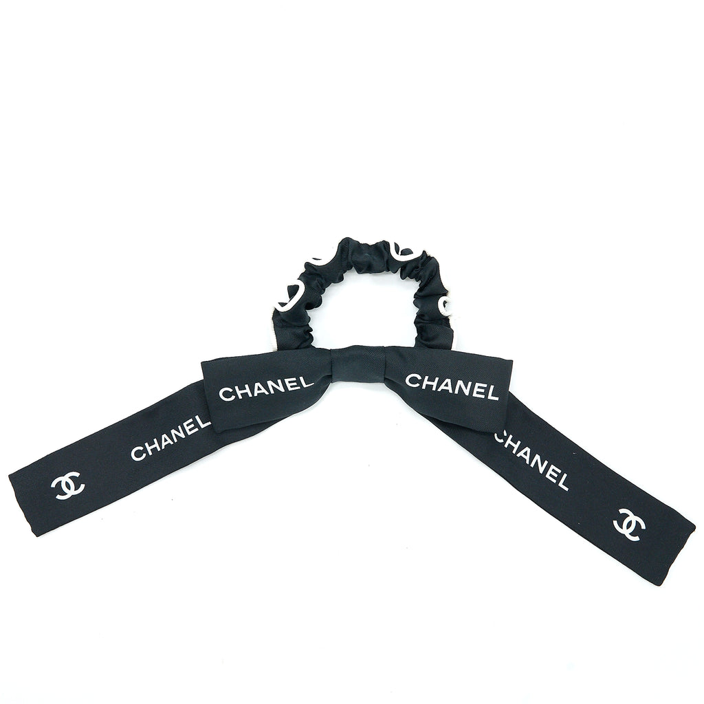 Chanel 23P Hair Tie Letter/CC Logo Fabric Black/White