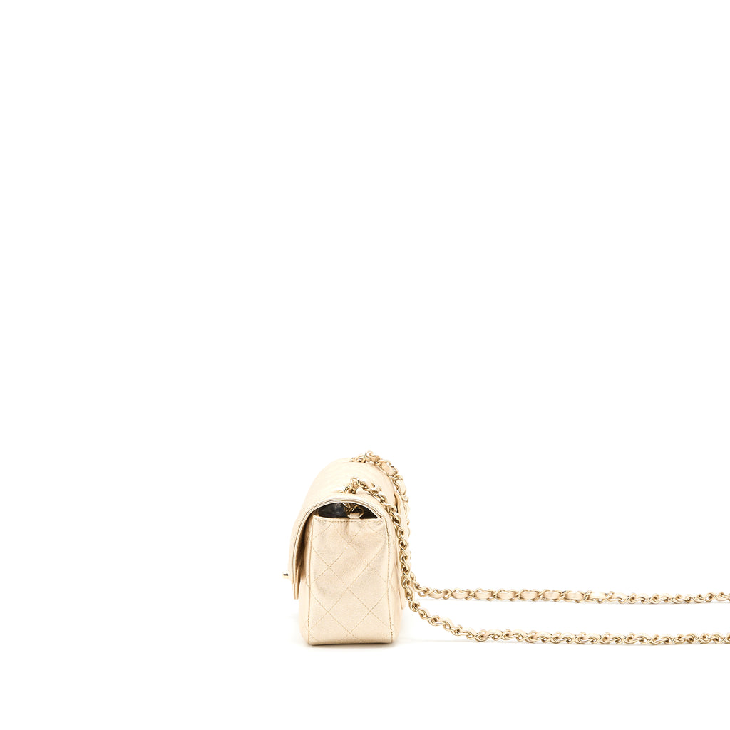 Chanel 21P Mini Rectangular Flap Bag Grained Lambskin Gold LGHW